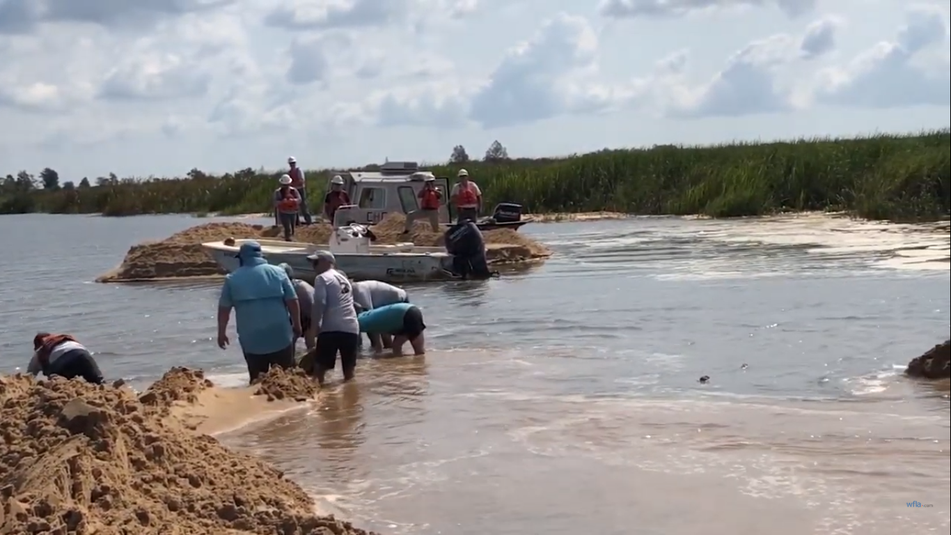 Construction workers have to get creative to save stranded manatee