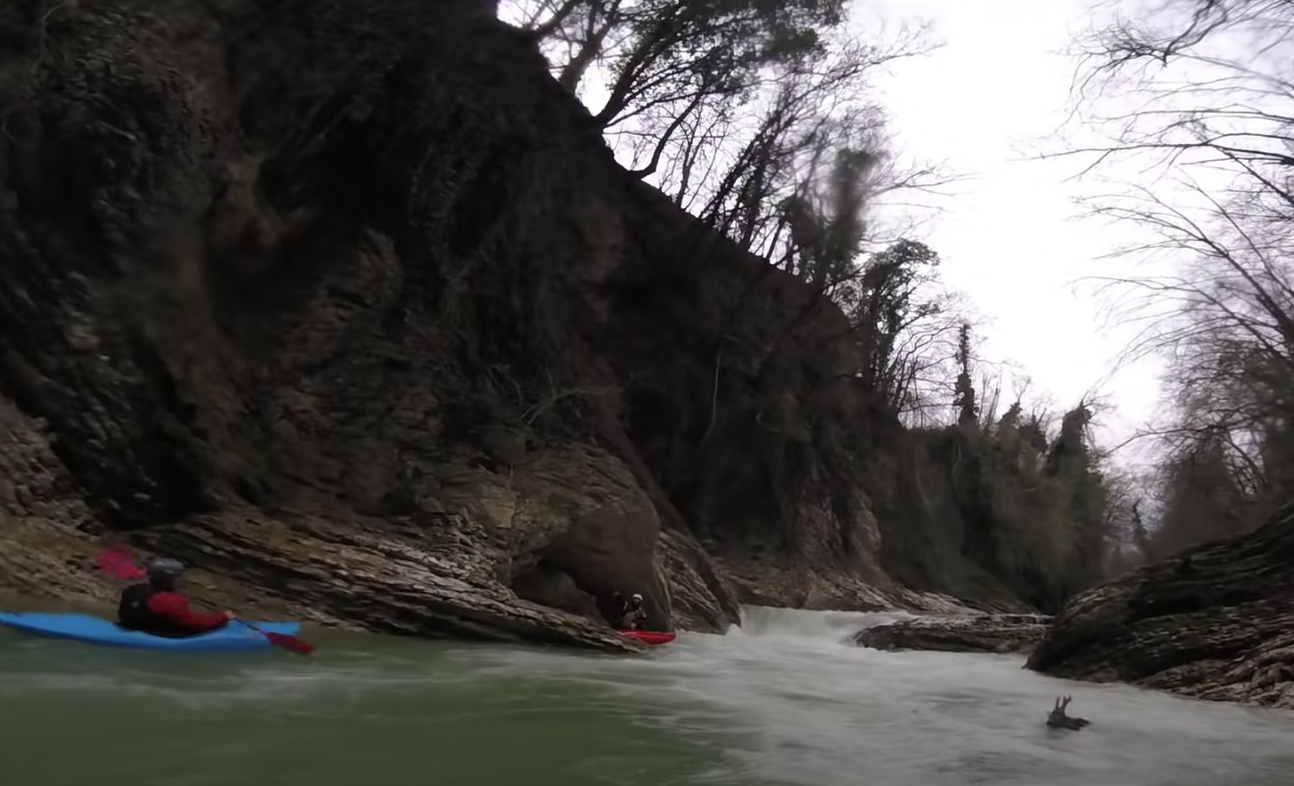 Kayakers spot deer drowning in the river and jump into action