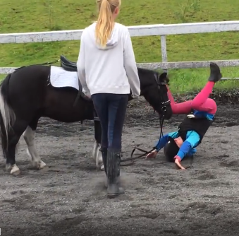 Sweet Pony Helps Little Girl Who Falls Off After Jump