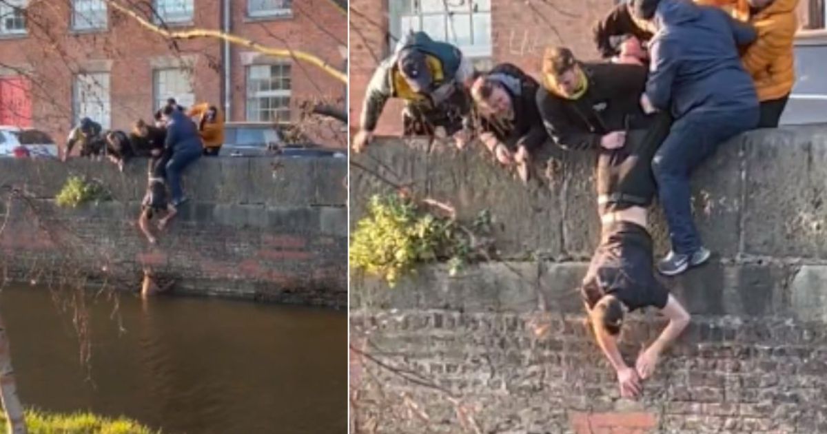 Students spot dog drowning in canal. Then they band together and make a ...